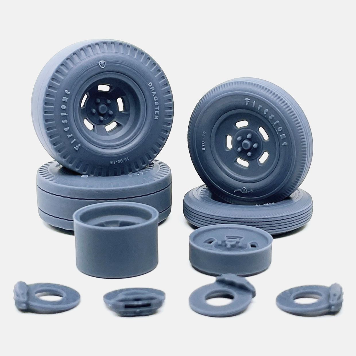 1/24 Resin, 15 inch Halibrand Sprint Wheels, Firestone Tires