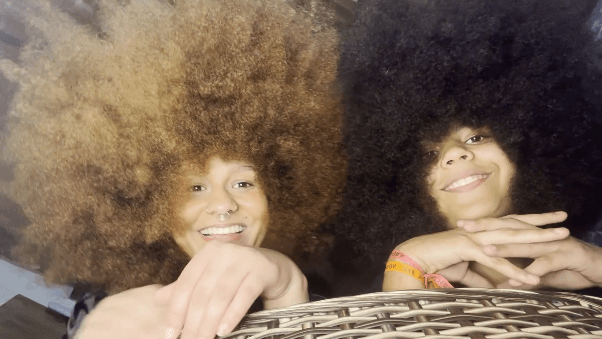 Double Afro View from Below