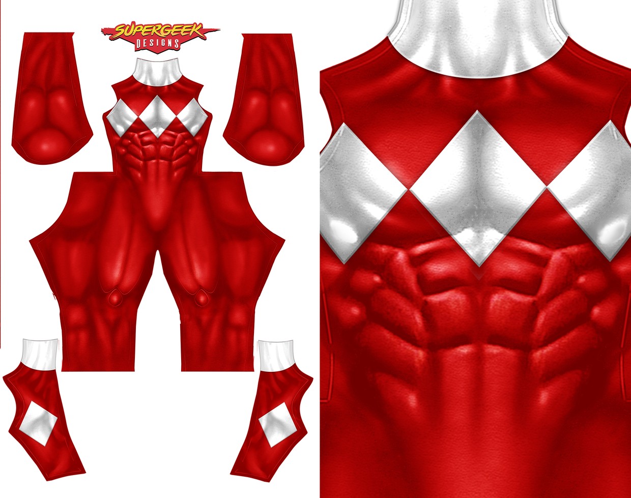 RED POWER RANGER - no coin (custom design) pattern file