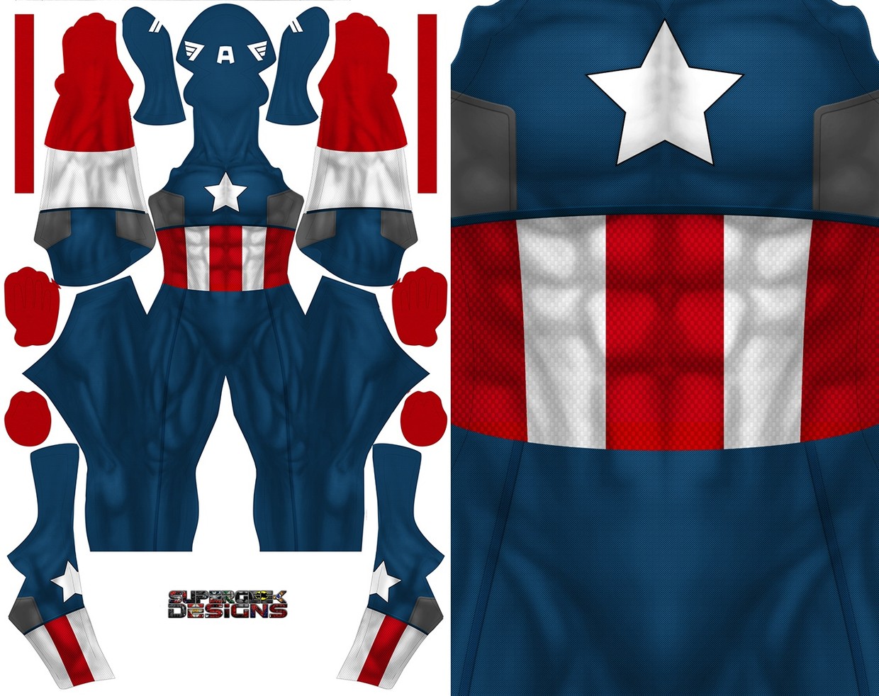 CAPTAIN AMERICA COMIC STYLE (no boots on design) pattern file