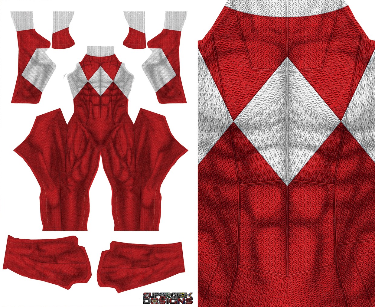 RED POWER RANGER (DOJ inspired design with no gold trim) pattern file