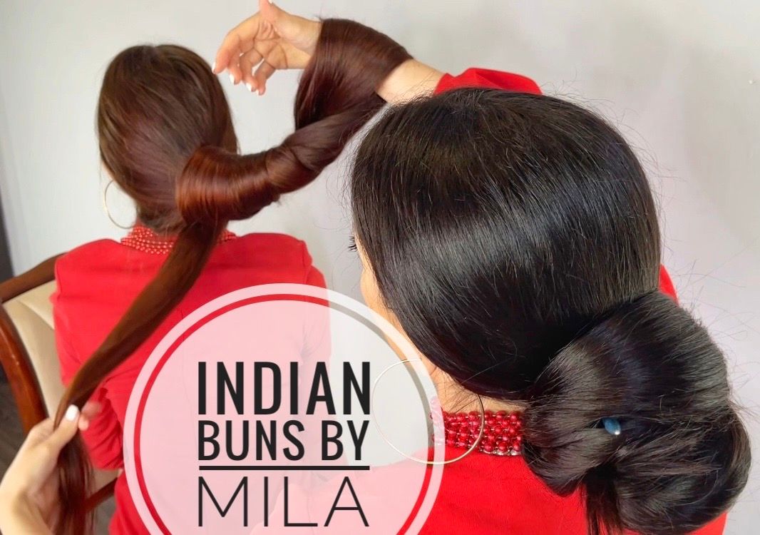 Red dress + Indian buns by Mila