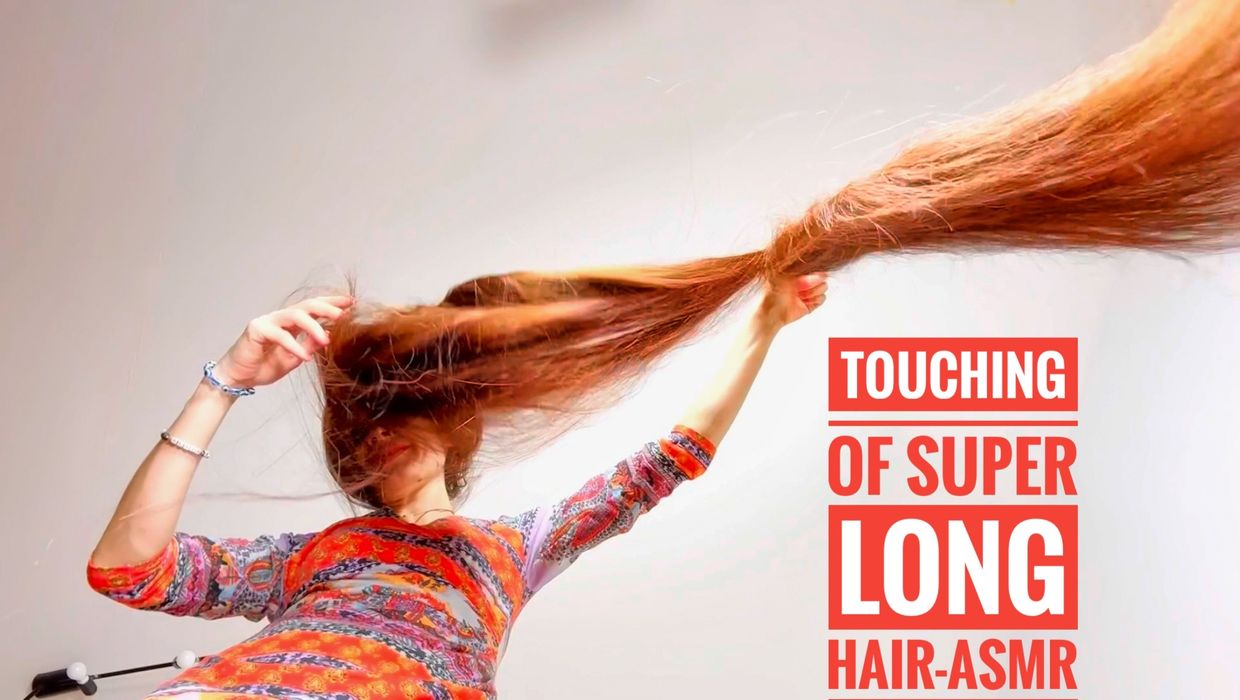 Touching of super long hair on camera lens ASMR