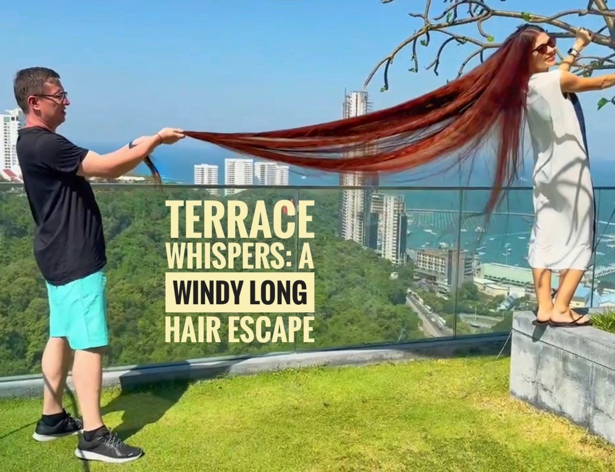 Rapunzel's Windy Terrace Moment – Hair, City & Sea