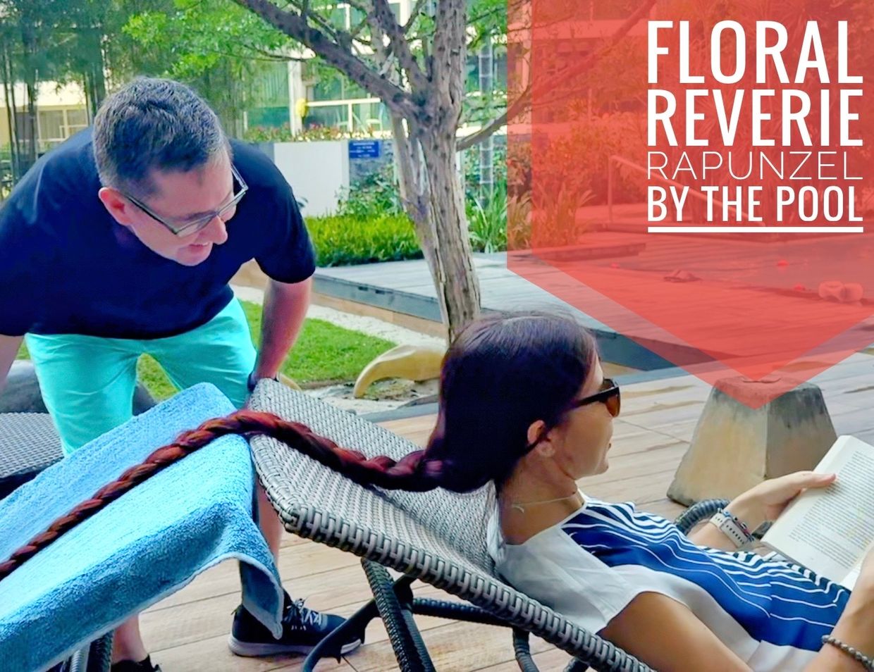 Rapunzel by the Pool – A Floral Hair Daydream