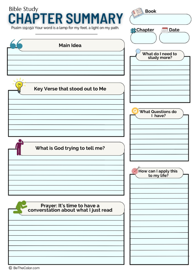 Free Bible Chapter Summary Printable