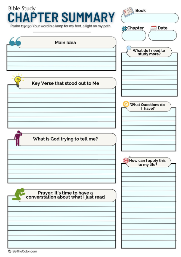 Free Bible Chapter Summary Printable