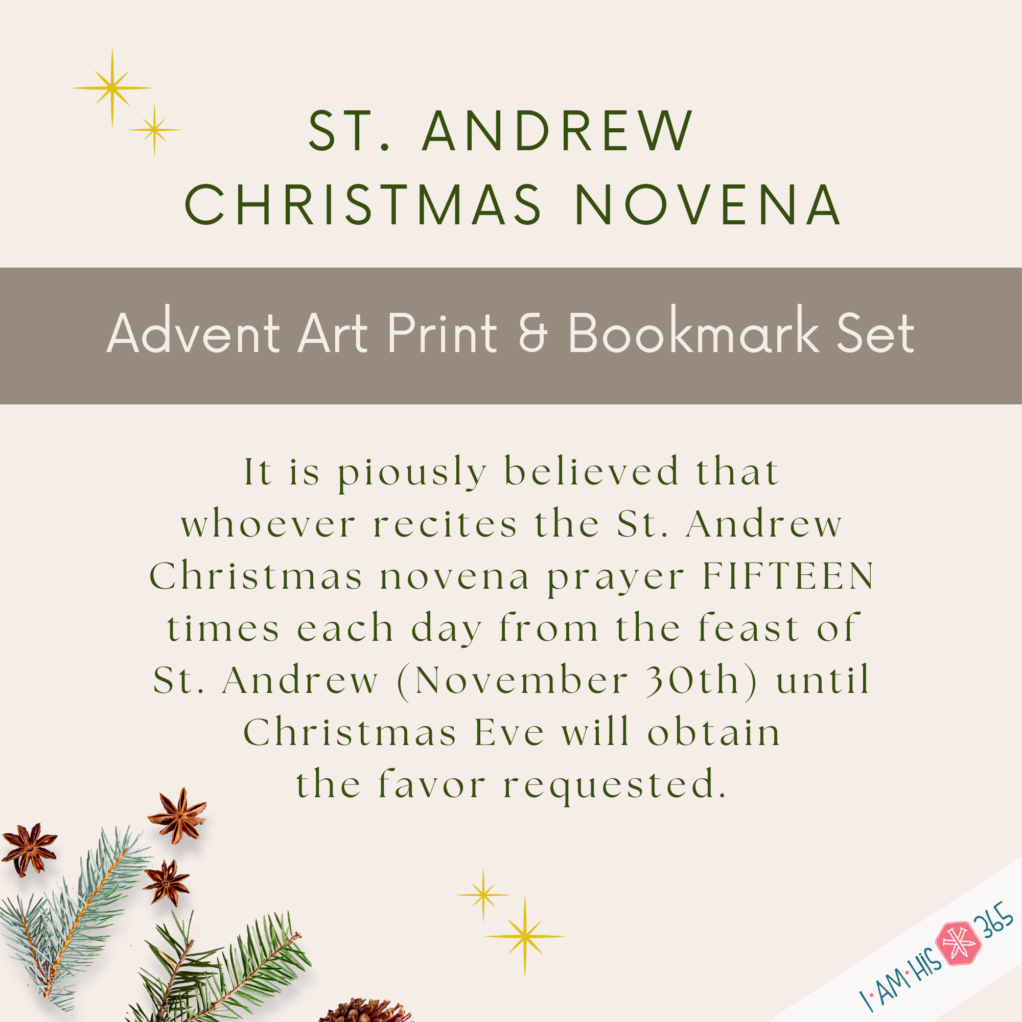 St Andrew Christmas Novena Advent Print and Bookmark Set, Quote Wall ...