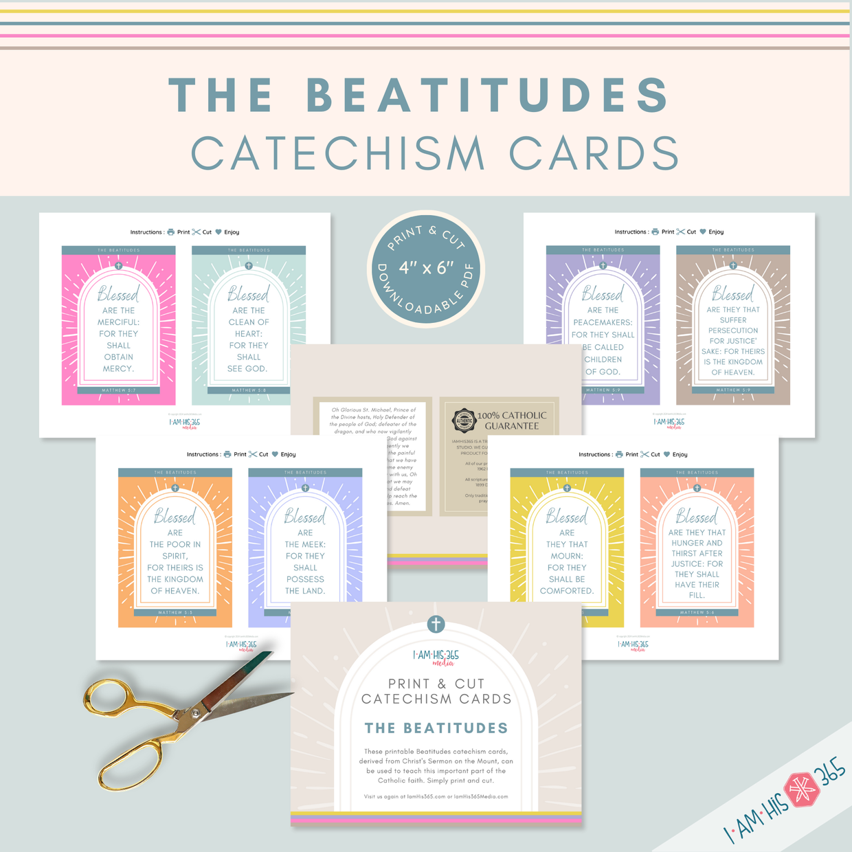 The Beatitudes Catholic Catechism Cards | Bible Verse