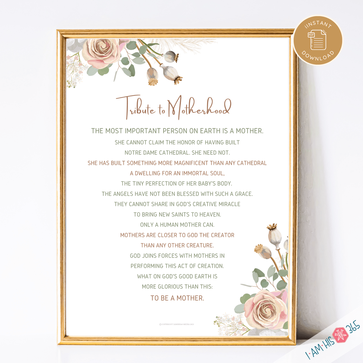 Tribute to Motherhood Printable Catholic Art Print - Venerable Jozsef ...