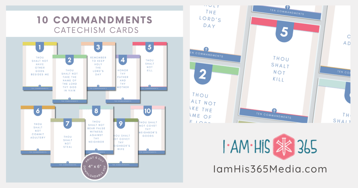 10 Commandments Catholic Catechism Cards