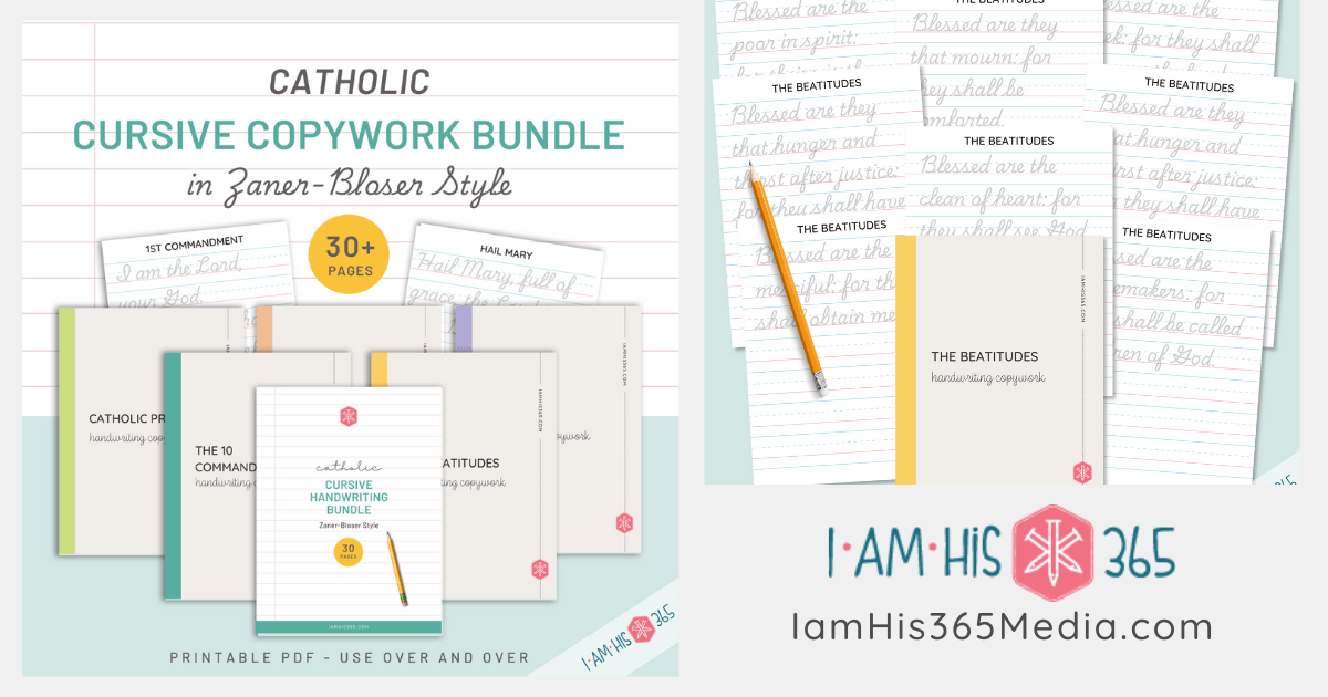 Catholic Cursive Worksheet Bundle Copywork | Scripture | Saints | 10 ...