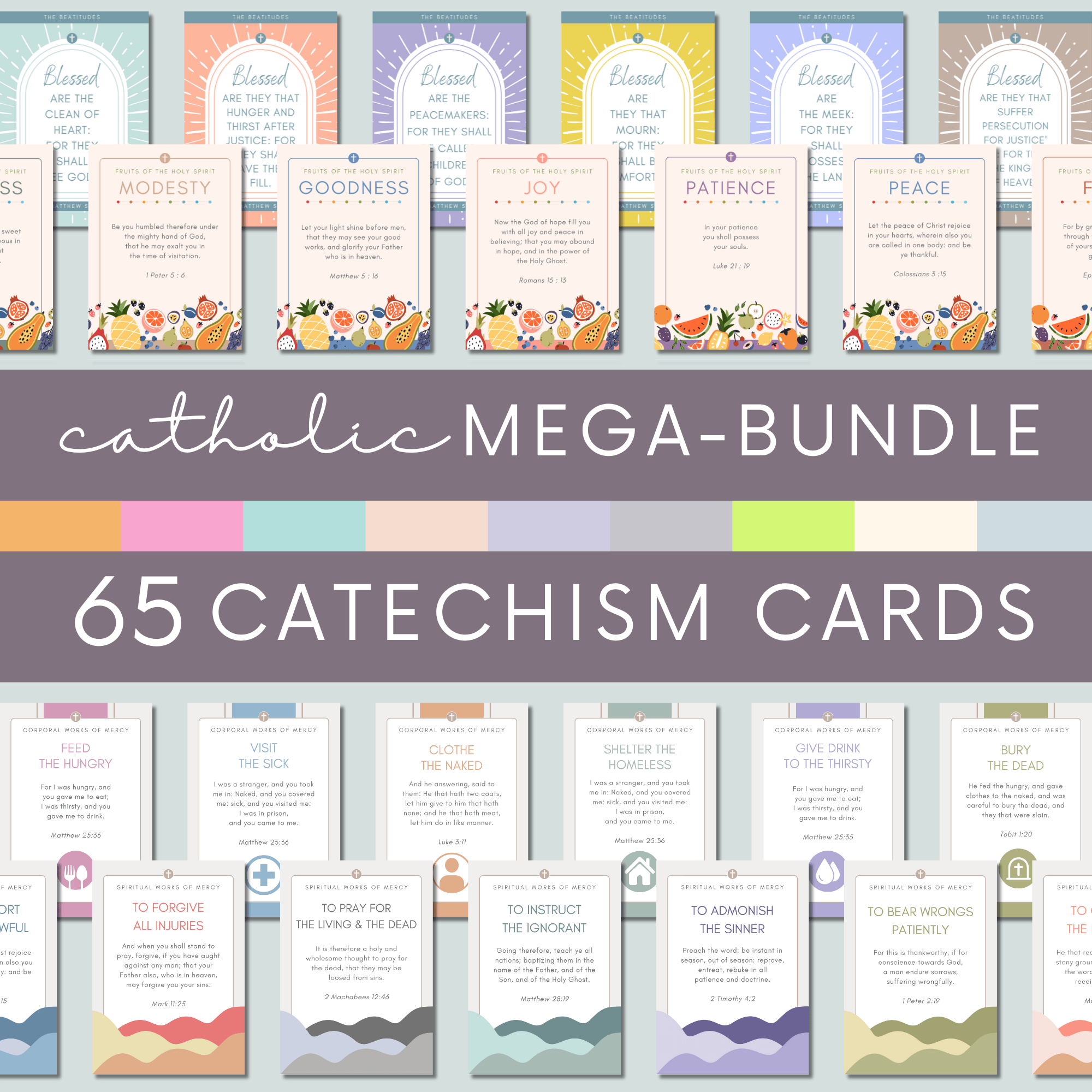 Printable Catholic Catechism Bundle | 78 Catechism Cards | 12 Prayer ...