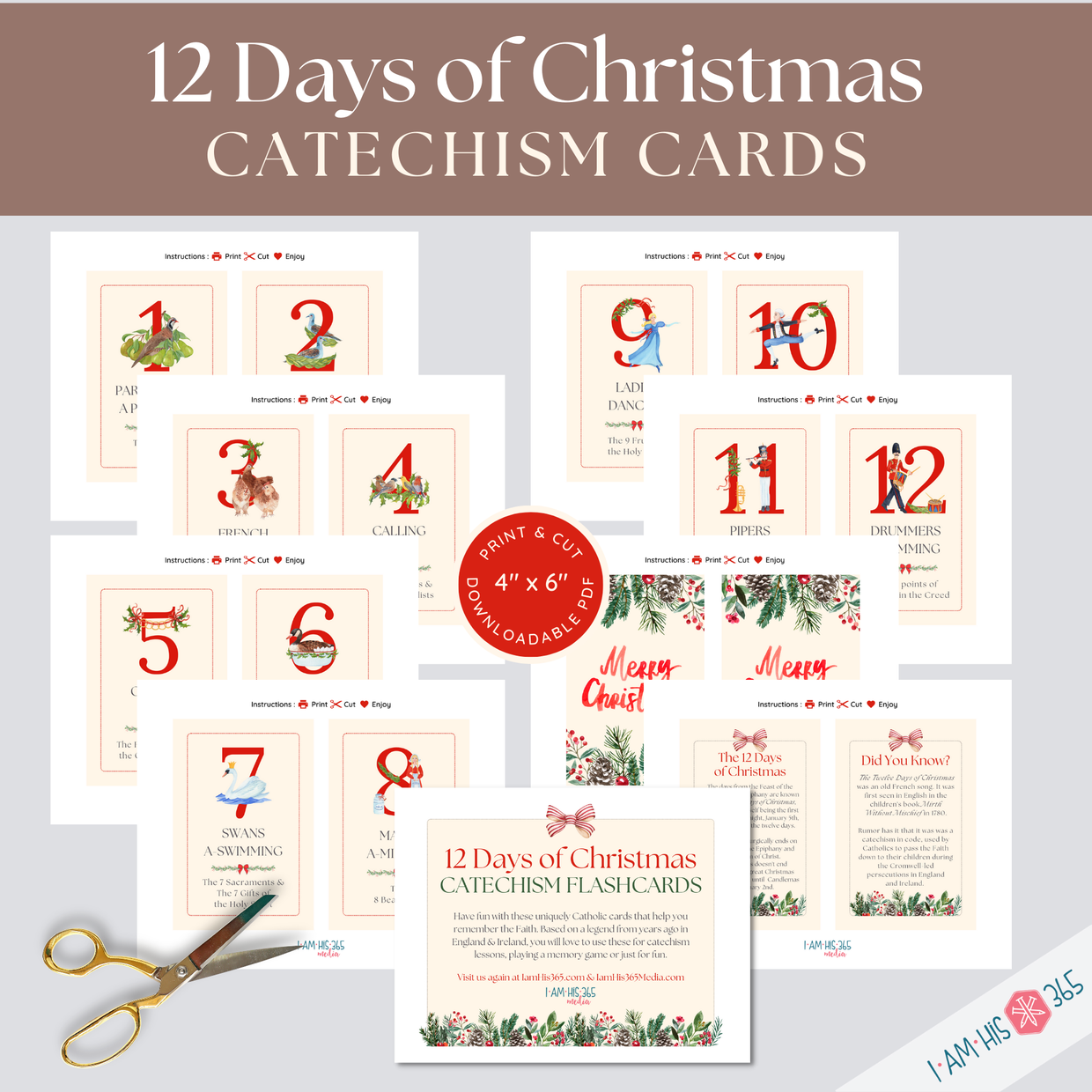 Catholic Twelve Days of Christmas Cards | DIY Print & Cut Catechism ...