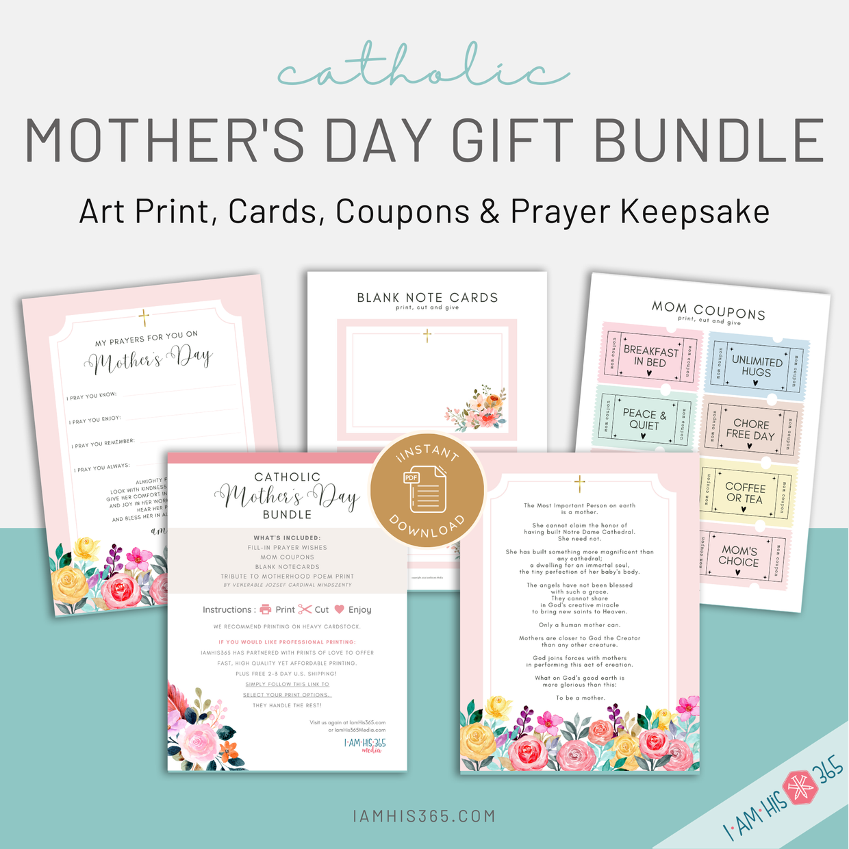 Mother's Day Gift Bundle : 4 Printable Keepsake Gifts for Her