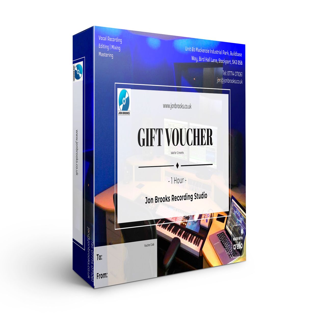 Recording Studio Gift Voucher (Stockport, United Kingdom) Jon Brooks ...