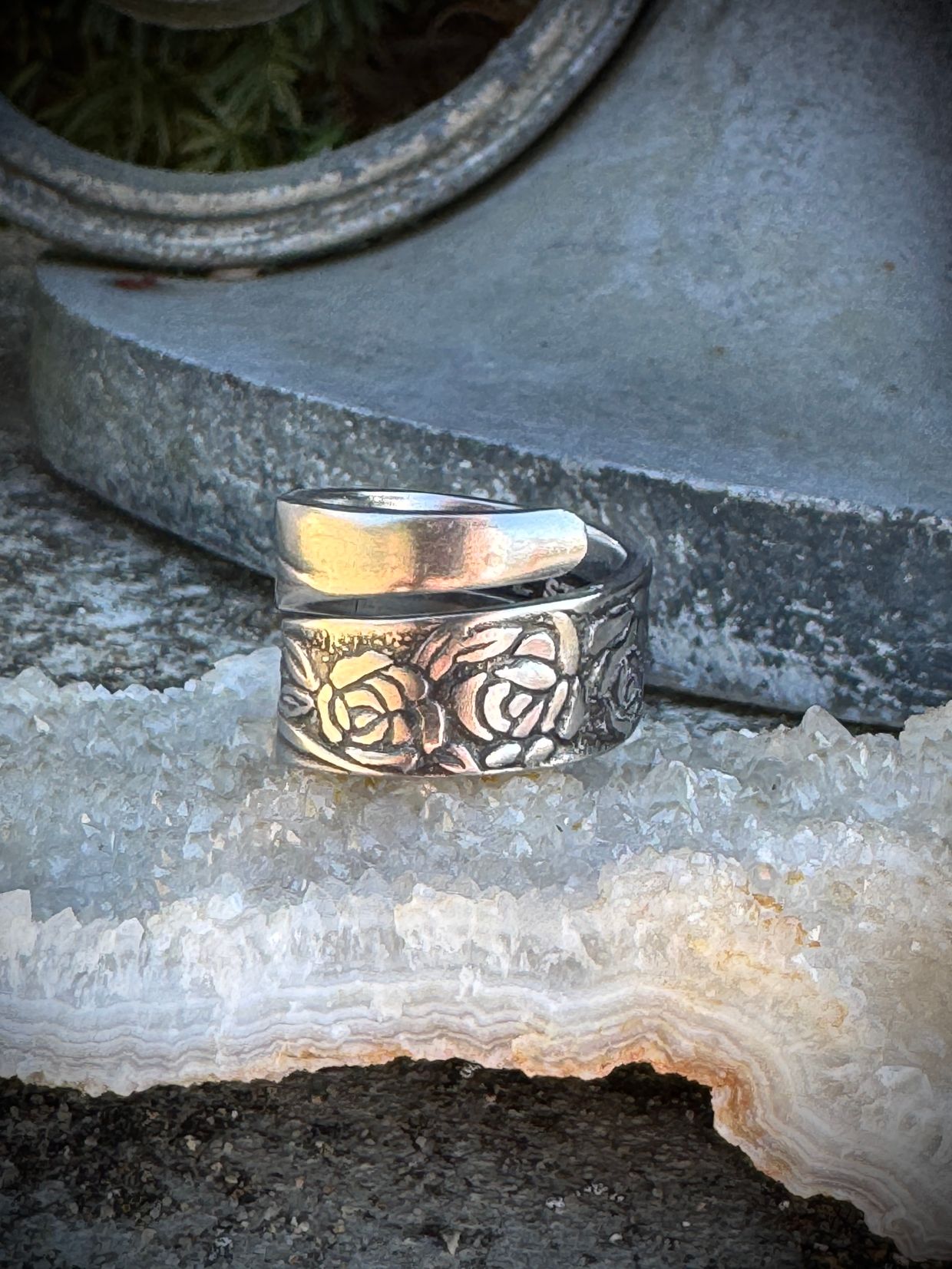 Floral Spoon Ring – Size 6 Stainless Steel Wrap Band (Caress ...