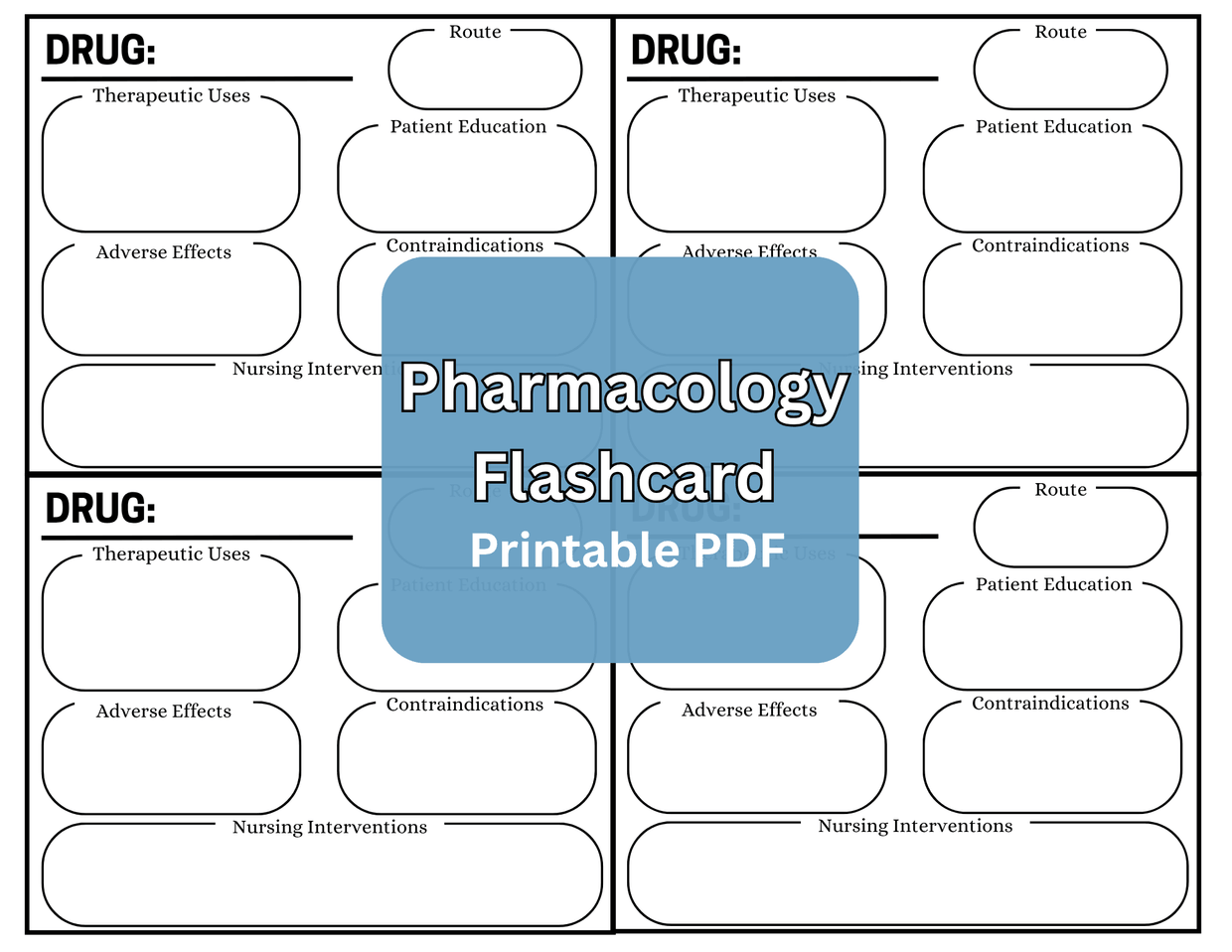 Drug Card Template Nursing Pharmacology Printable, Nursing Notes ...