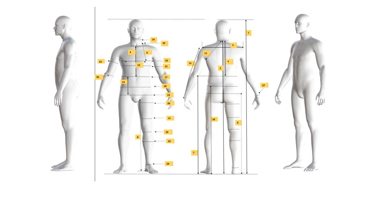 Mens Avatar Body Measurements Chart Size 40