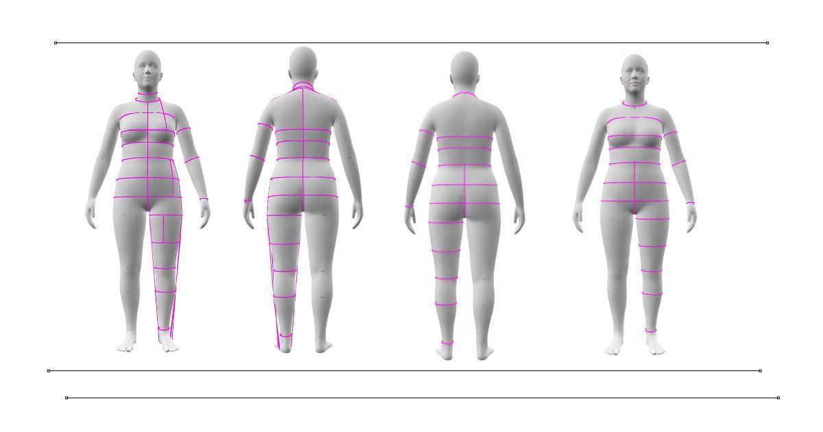 Women's 3D Avatar Body Measurement Chart | Size 14 (Bust 40.25" | 102. ...
