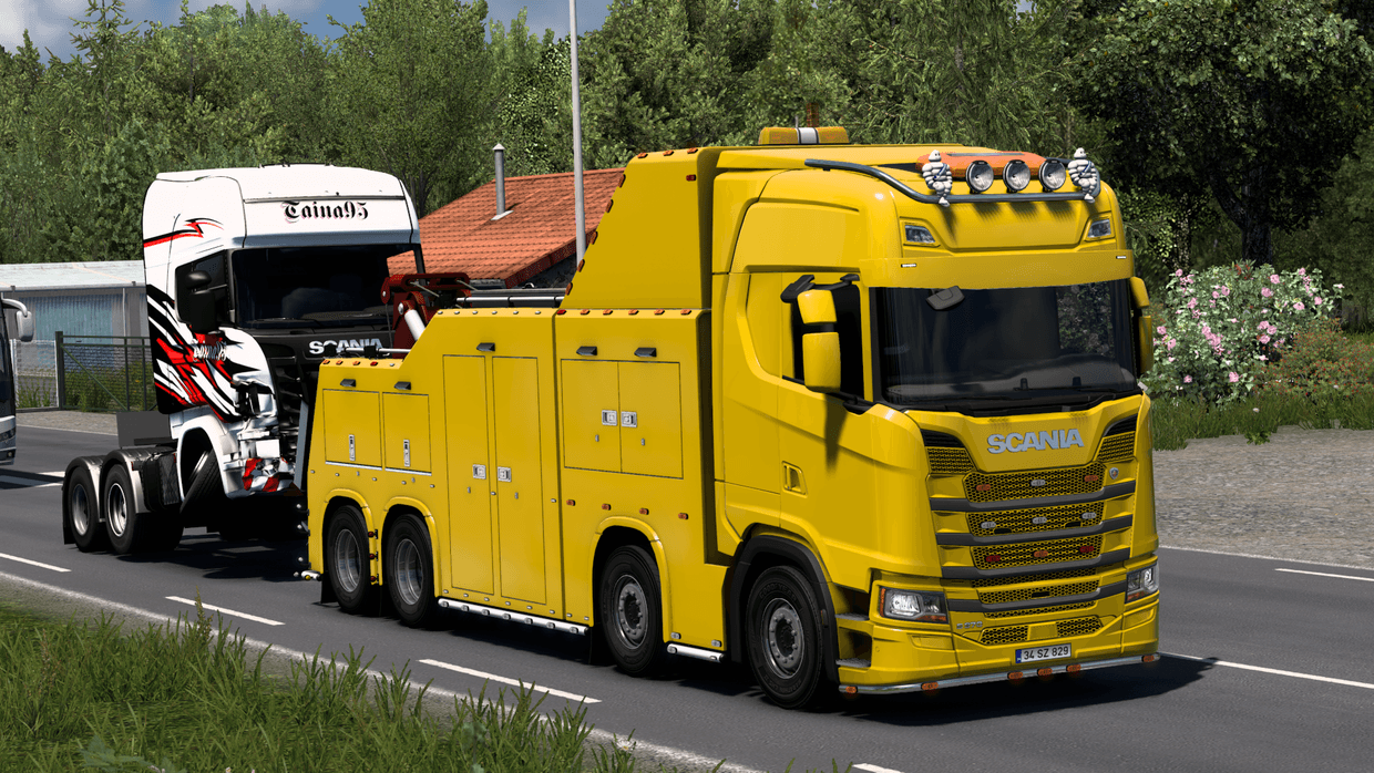 [ETS2] Scania NG S Wrecker Chassis Add-Ons + Trailer ( TOW )