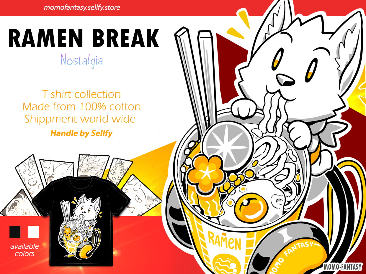 Tshirt tee furry gamer fantasy Nostalgia ramem momofantasy momo