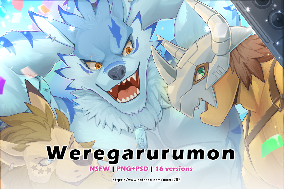 Digital artwork furry kemono art comic cartoon rpg Weregarurumon digimon