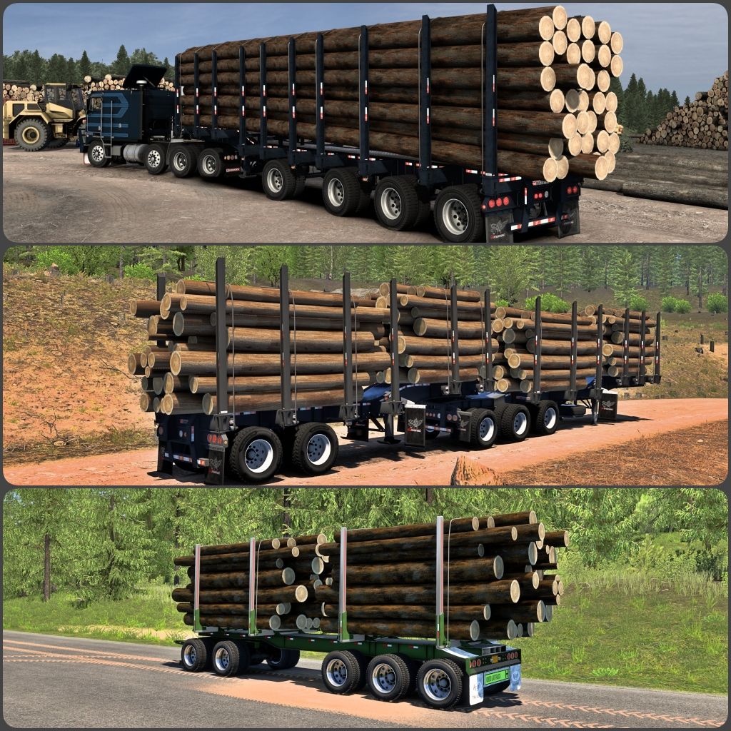 (3 Mod) 48' Manac Logging trailer / B-Train Manac logging trailer ...