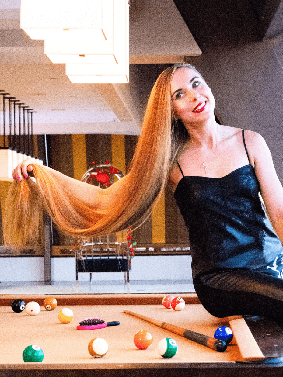 PHOTO SET - Rapunzel playing pool photoshoot