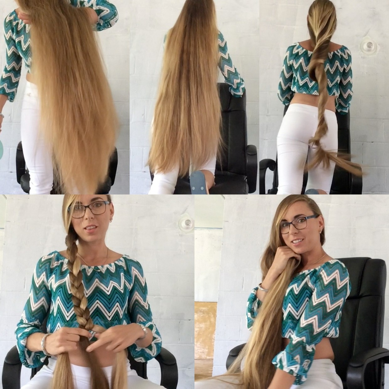 VIDEO - Amazing knee length hair play