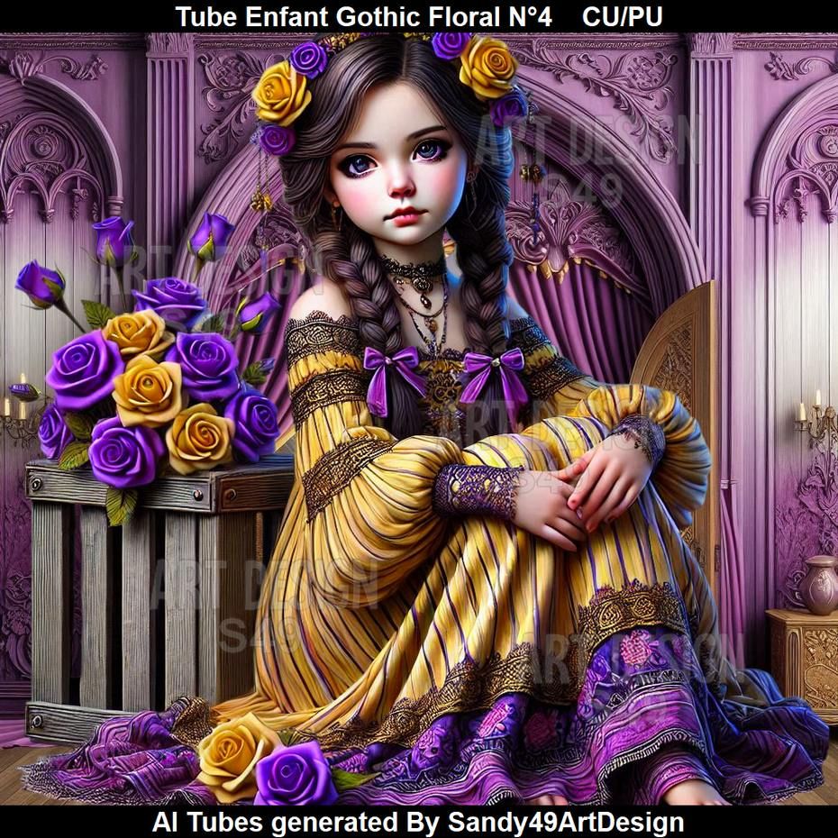 Tube Enfant Gothic Floral N°4