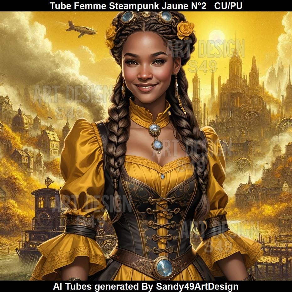 Tube Femme Steampunk Jaune N°2