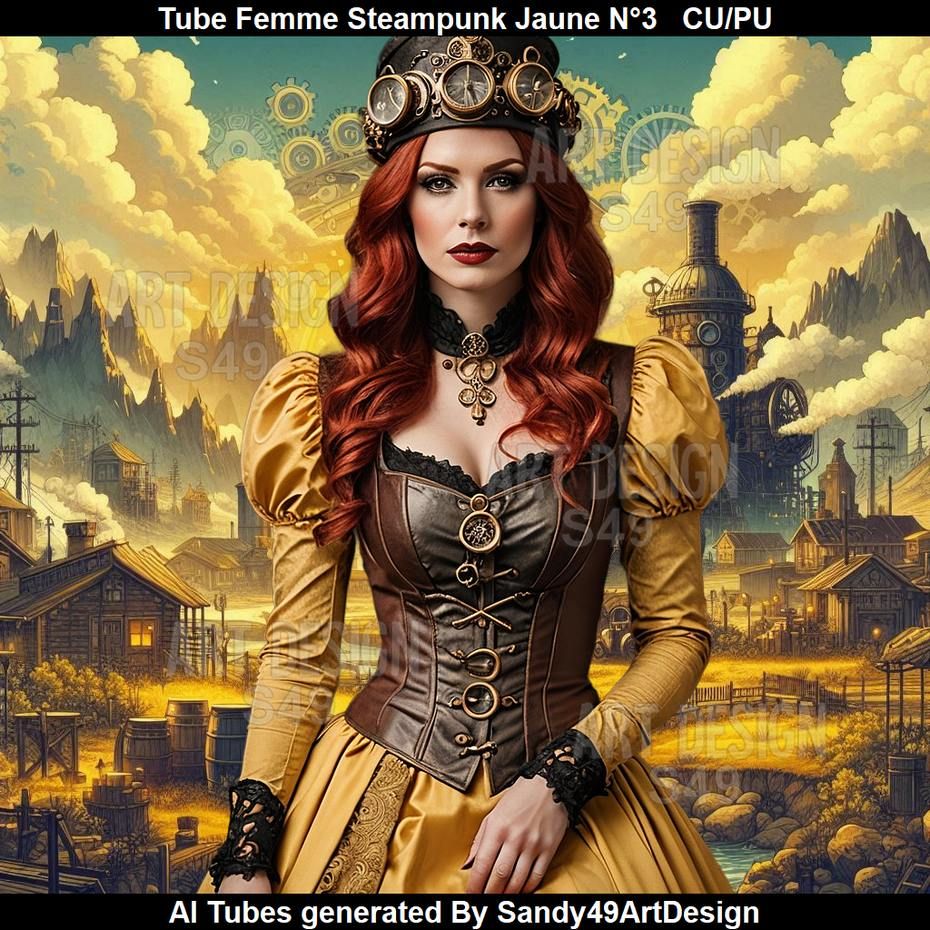 Tube Femme Steampunk Jaune N°3