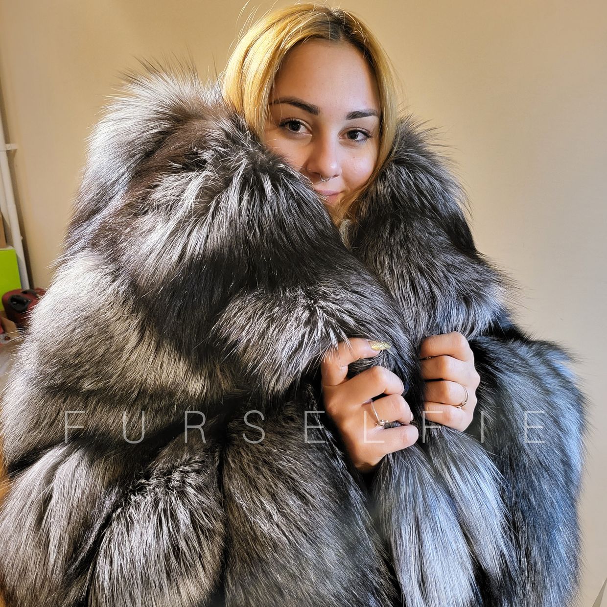 My old fur fashion model Gina posing in fur coats and fur hats