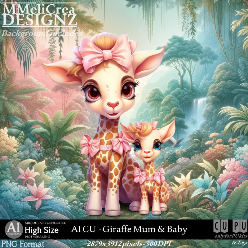 MMD - AI - CU Giraffe Mum & Baby