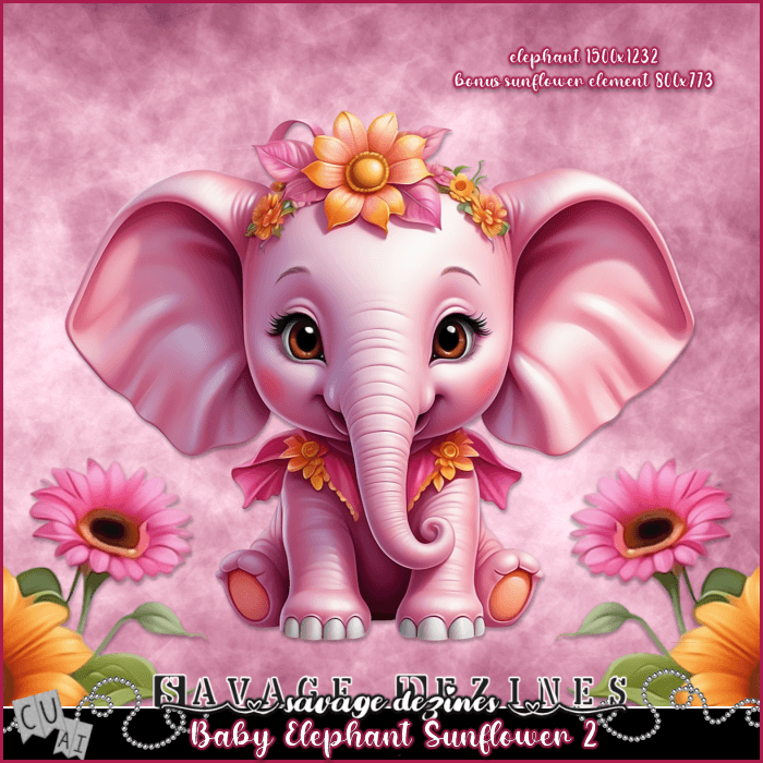 SD - AI CU Baby Elephant Sunflower 2