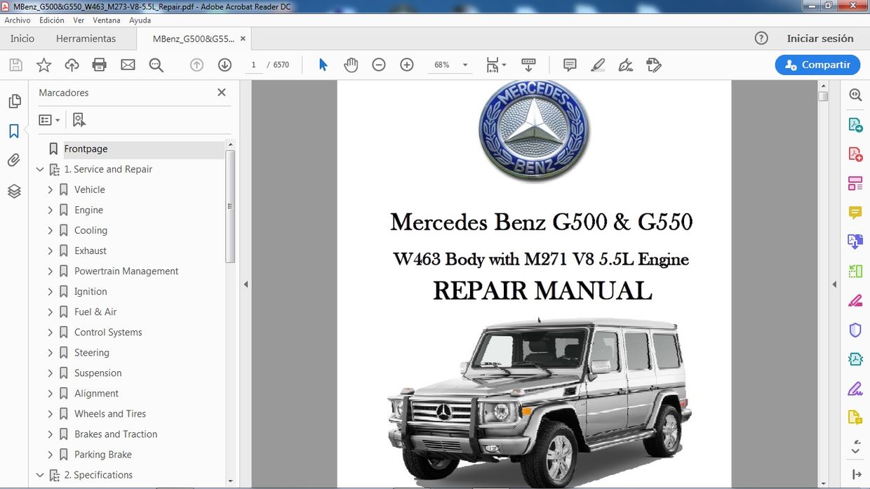 MERCEDES BENZ G500 G550 W463 M273 V8 5.5 Service Manual