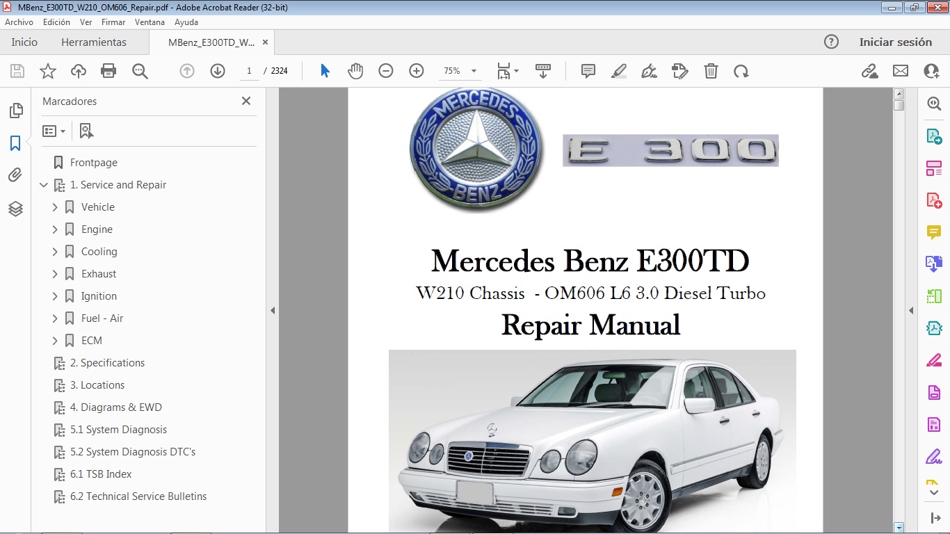 MERCEDES BENZ E300TD W210 OM606 3.0 Workshop Repair Manual