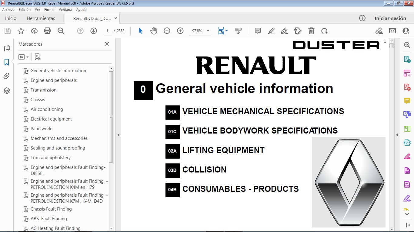RENAULT DUSTER Workshop Service Repair Manual