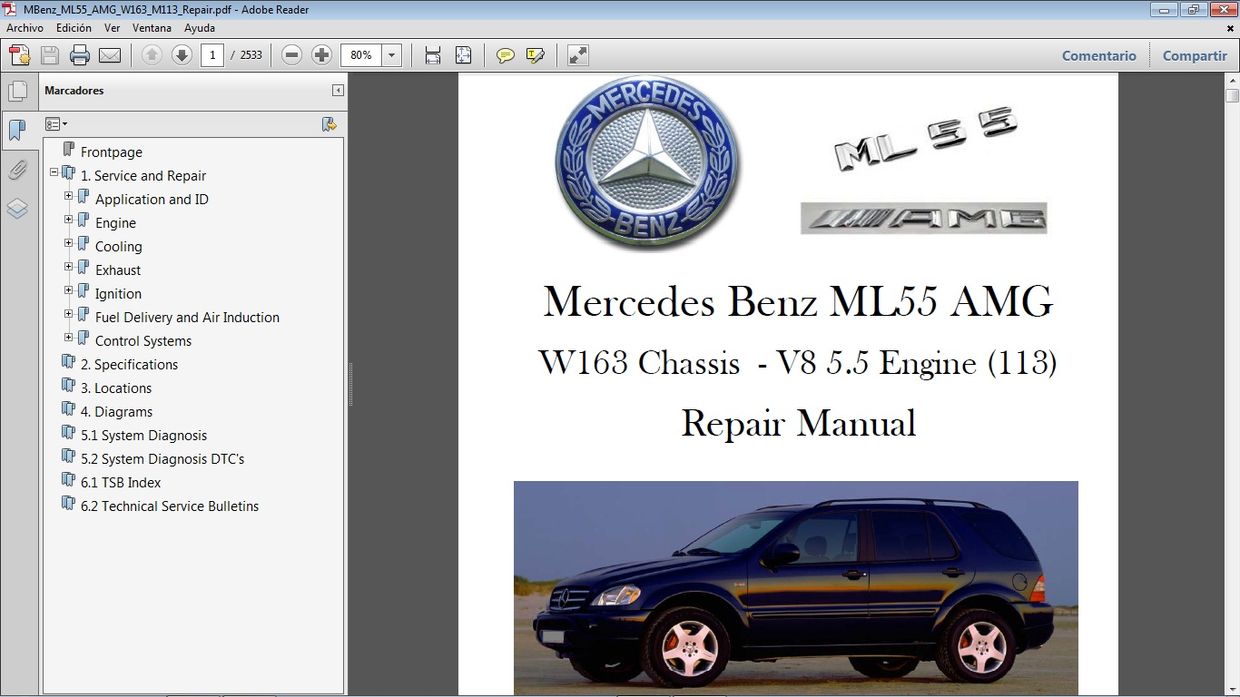 MERCEDES BENZ ML55 AMG W163 M113 Workshop Repair Manual