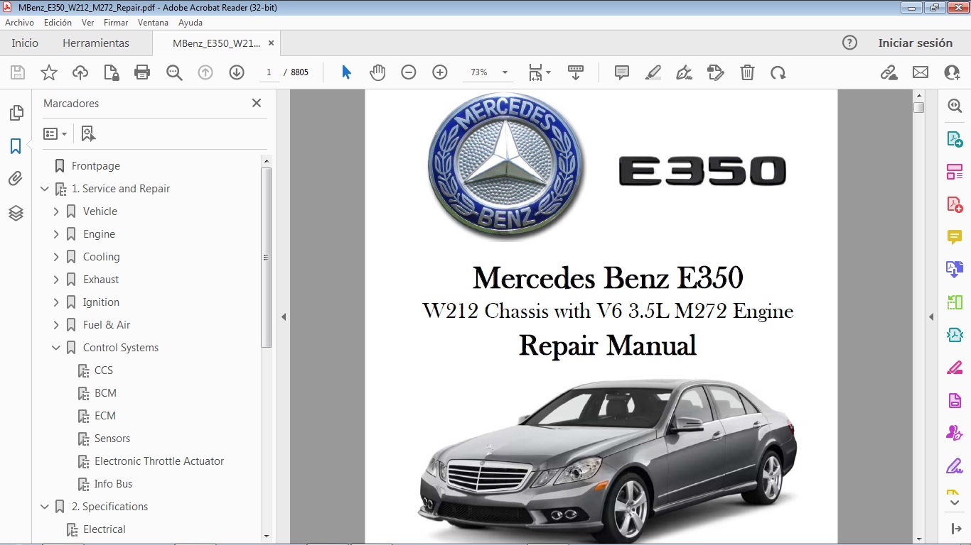 MERCEDES BENZ E350 W212 M272 V6 3.5L Service Repair Manual