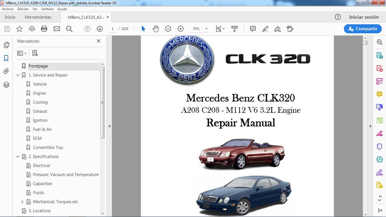 Mercedes Benz CLK320 A208 C208 M112 V6 3.2 Service Manual
