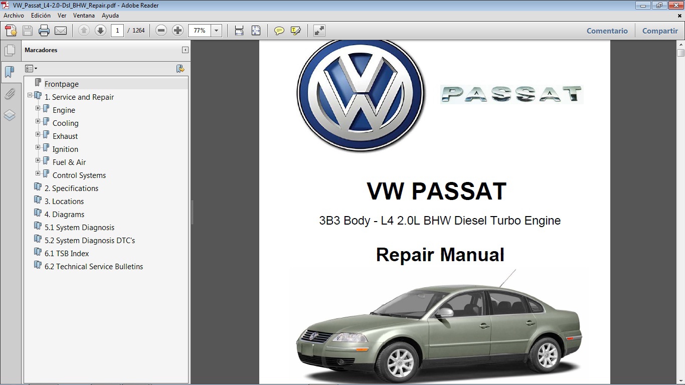 VW PASSAT 2.0 Diesel Turbo Workshop Service Repair Manual