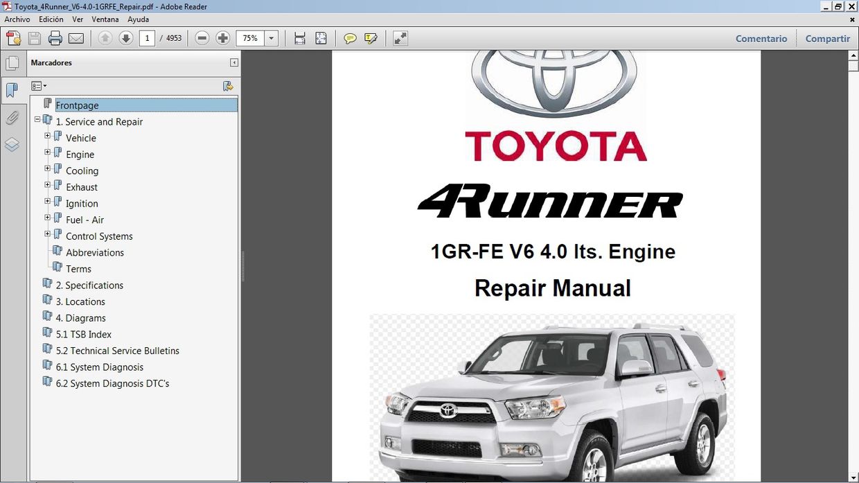 TOYOTA 4RUNNER 1GR-FE 4.0L Workshop Service Repair Manual