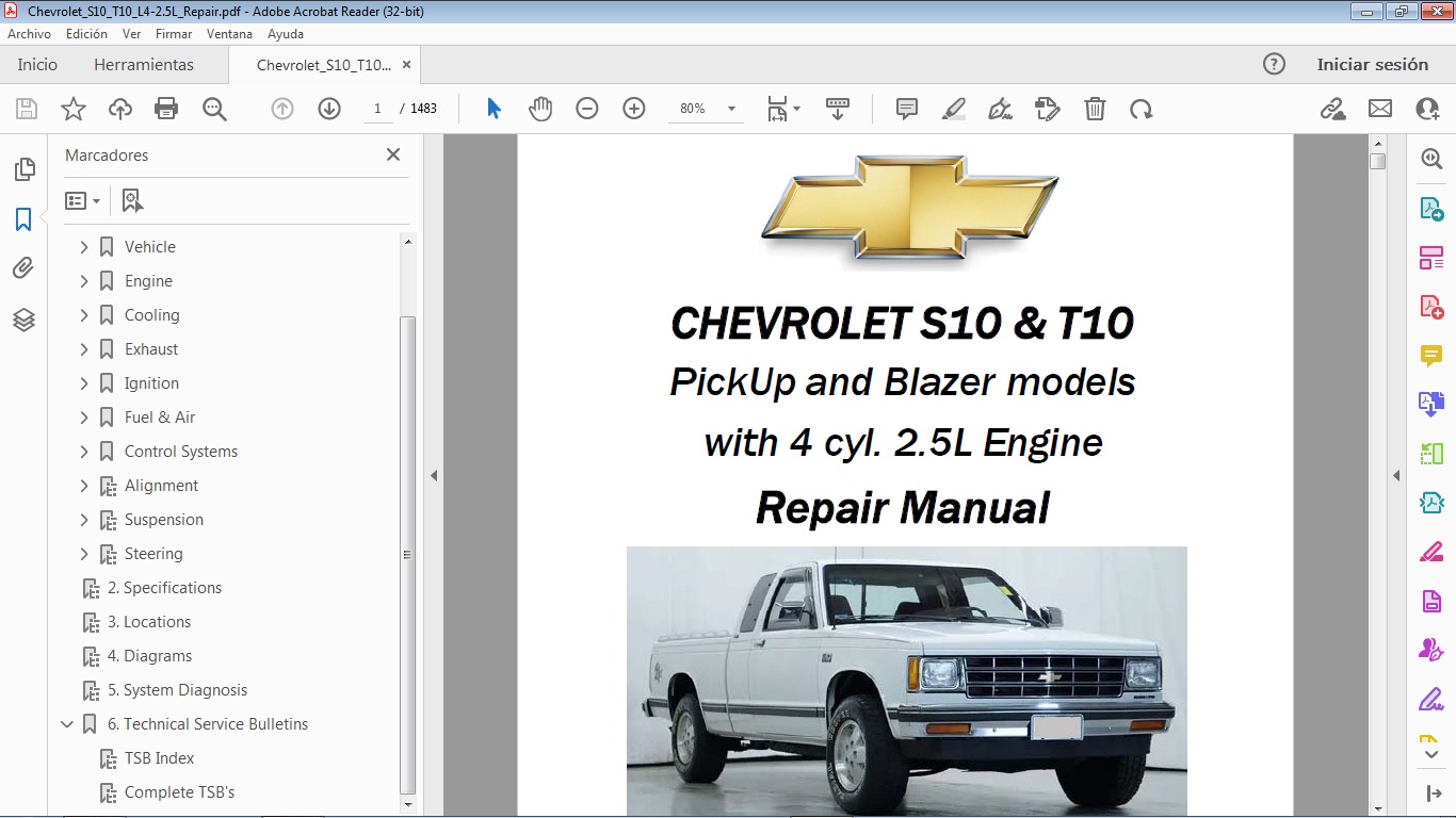 CHEVROLET S10 & T10 2.5L Workshop Service Repair Manual