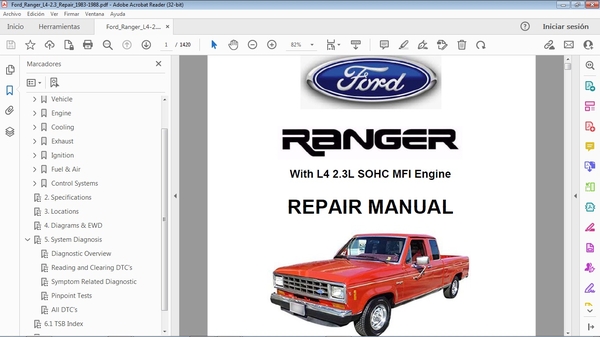 FORD RANGER 1983-1988 2.3 Workshop Repair - Manual de
