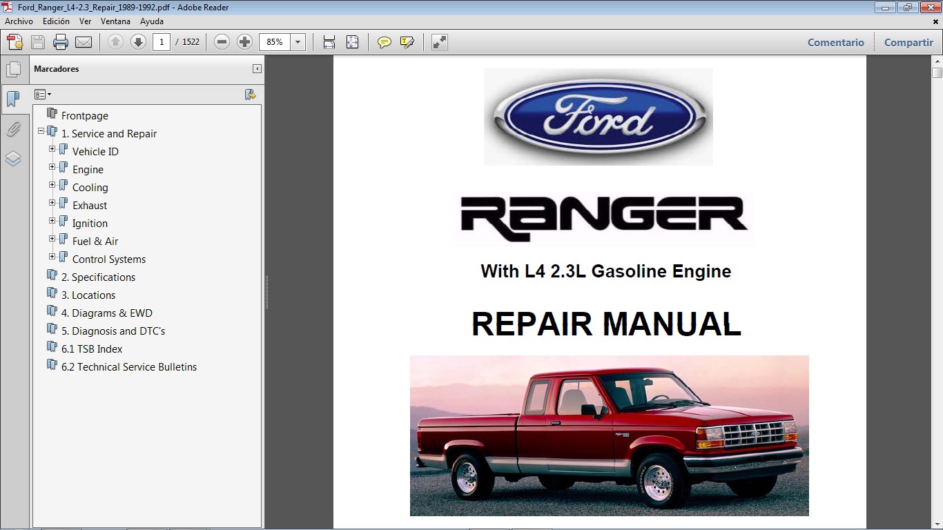 FORD RANGER 1989-1992 2.3 Workshop Service Repair Manual