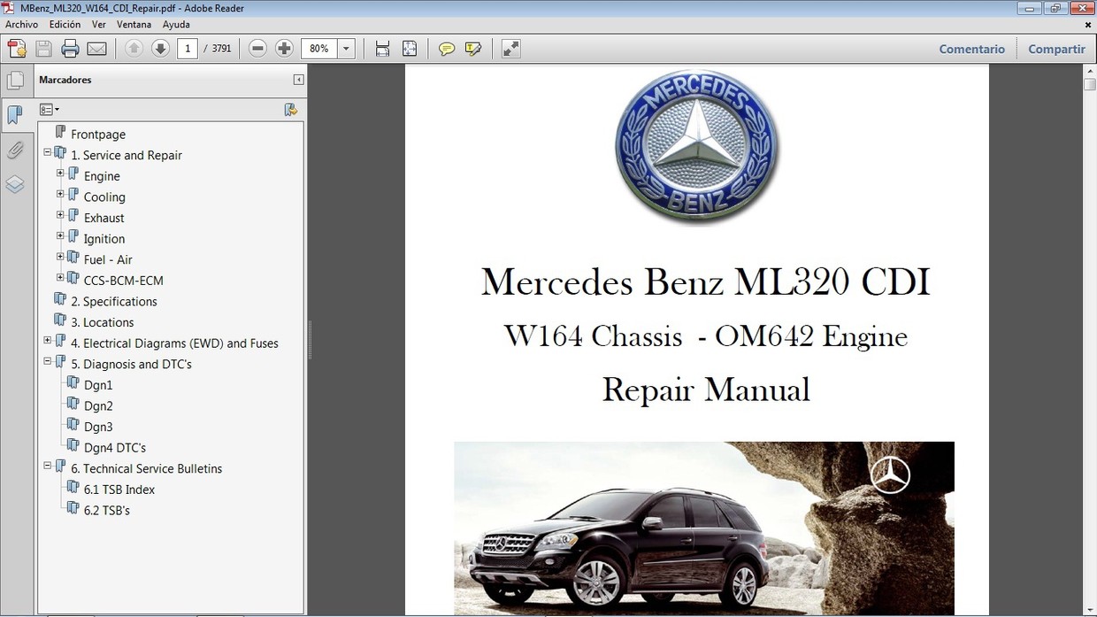 MERCEDES BENZ ML320 CDI W164 OM642 Workshop Repair Man