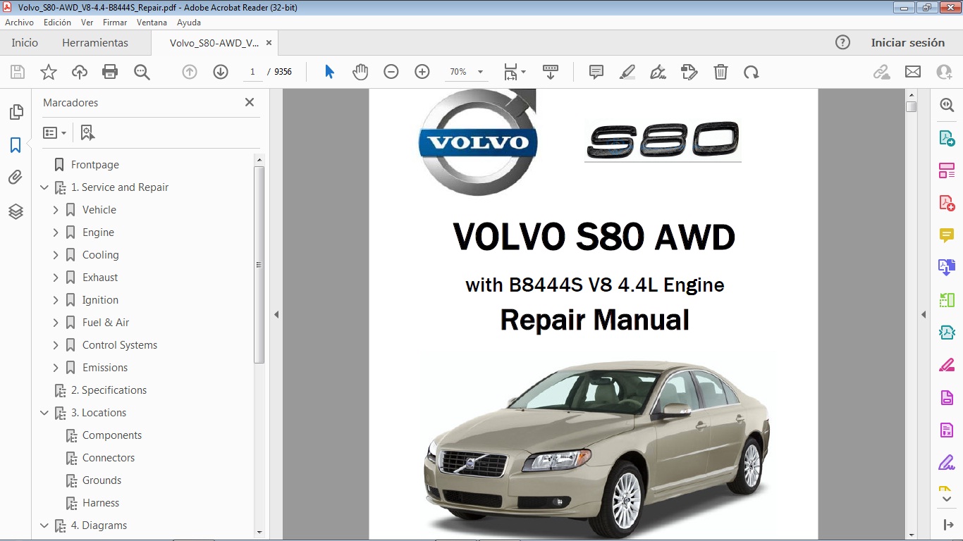 VOLVO S80 B8444S V8 4.4 Workshop Service Repair Manual