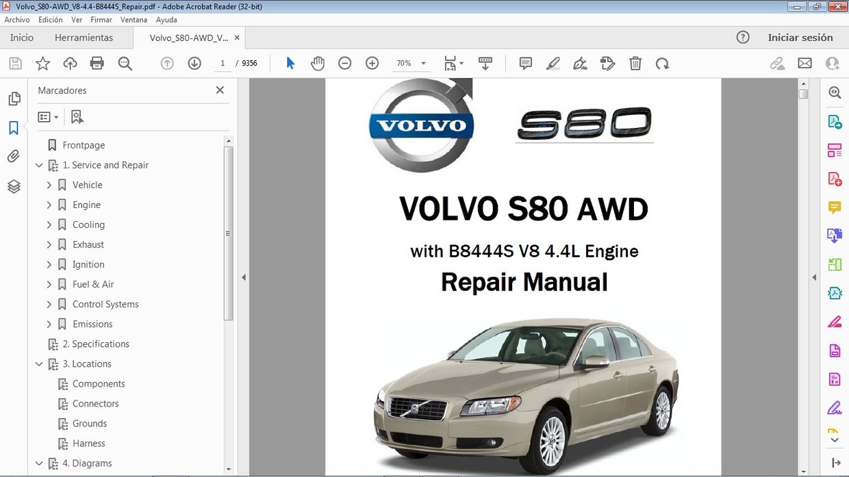 VOLVO S80 B8444S V8 4.4 Workshop Service Repair Manual